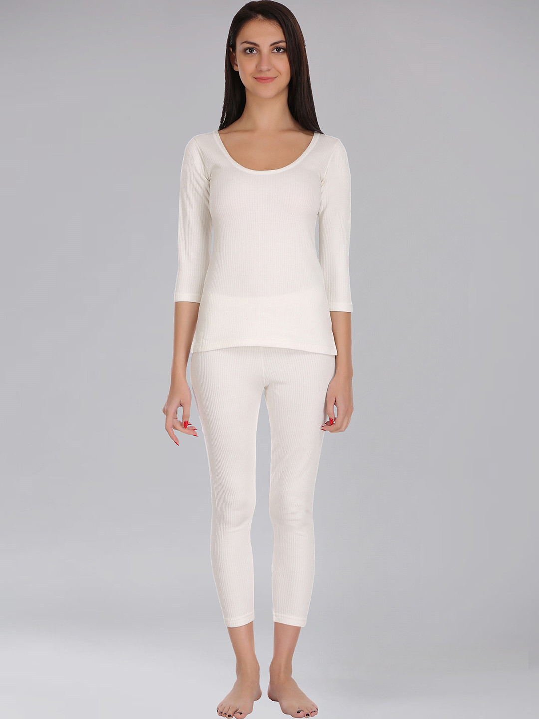 Buy SELFCARE Soft Poly Cotton Striped Thermal Set - Thermal Set for ...