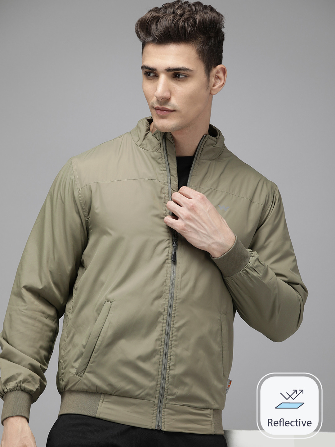 Buy Wildcraft Men Mock Collar Lightweight Bomber Jacket With Packable ...