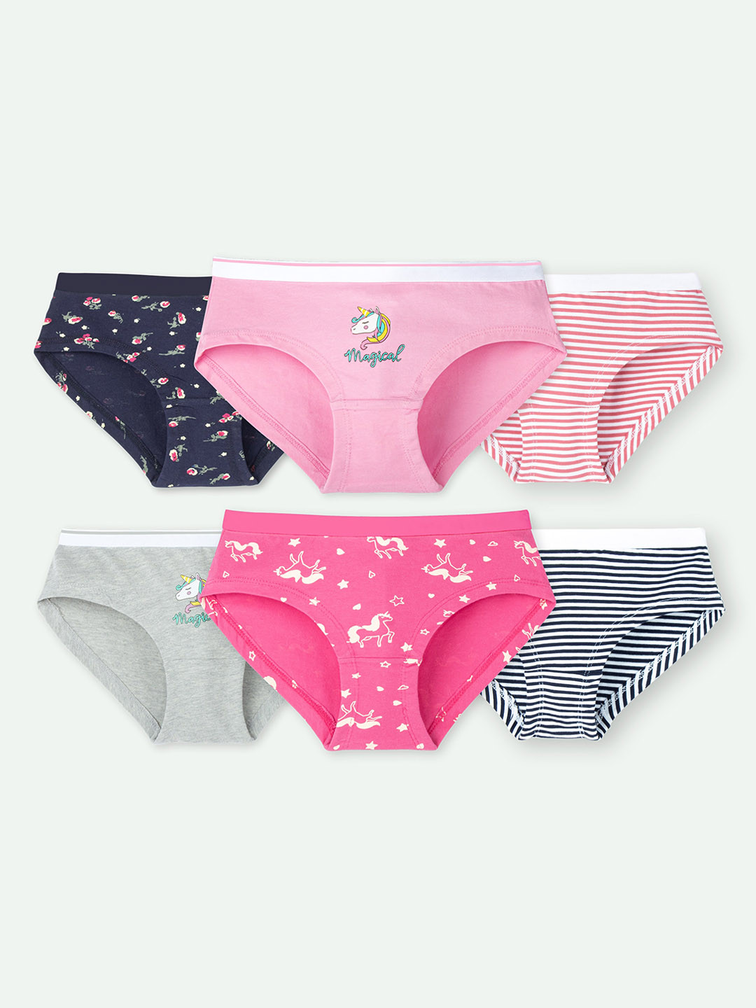 Buy Ariel Girls Pack Of 6 Assorted Basic Briefs - Briefs for Girls ...