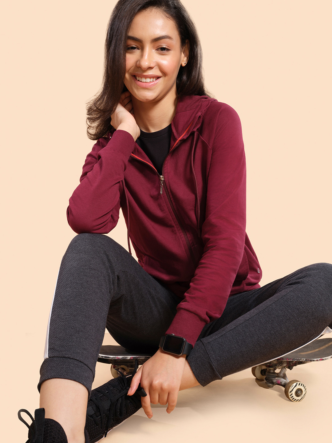 Buy Enamor Hooded Front Open Sweatshirt - Sweatshirts for Women ...