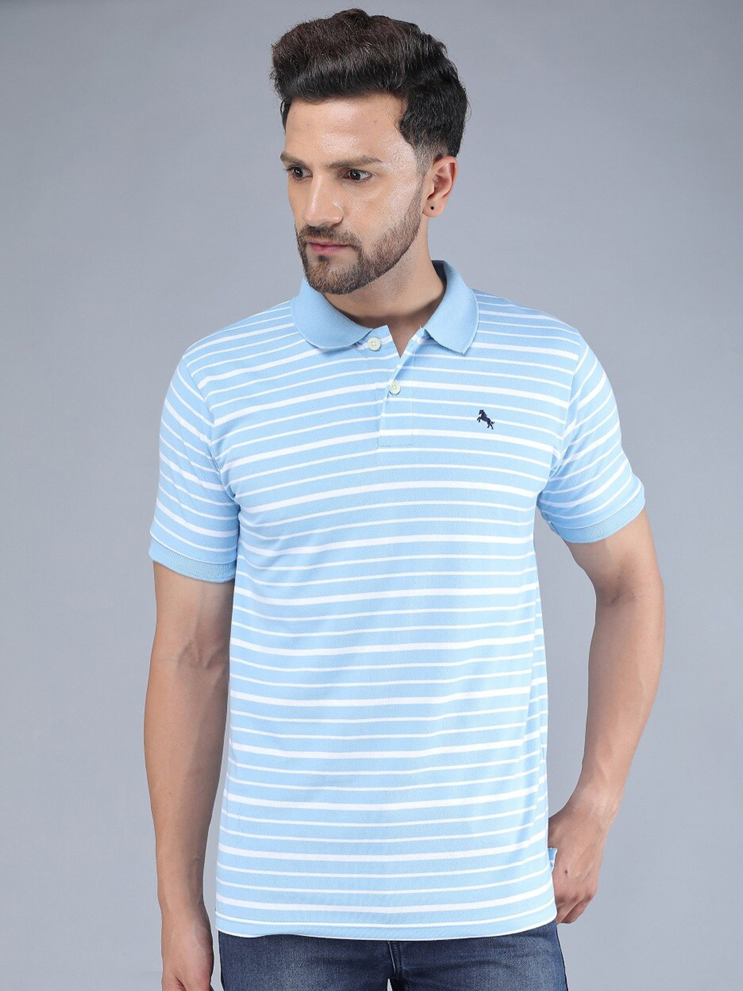 Buy TQS Striped Polo Collar Slim Fit Pure Cotton T Shirt - Tshirts for ...