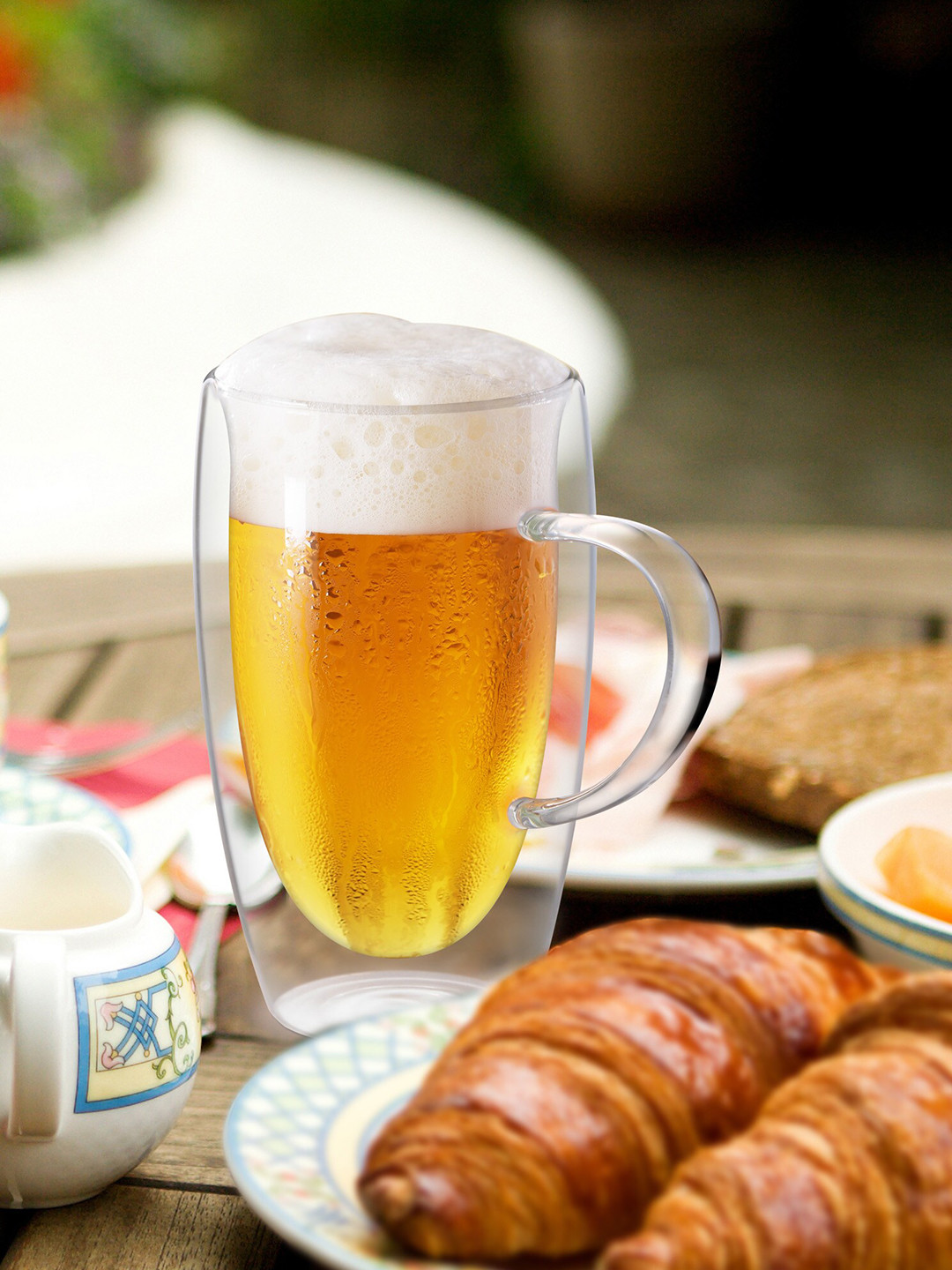 Buy Treo 6 Pieces Transparent Glass Double Wall Beer Juice Mug 450ml ...