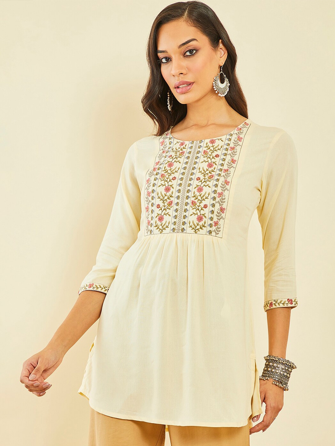 Buy Soch Cream Coloured & Pink Floral Embroidered Tunic - Tunics for ... Buy Soch Cream Coloured & Pink Floral Embroidered Tunic - Tunics for ...