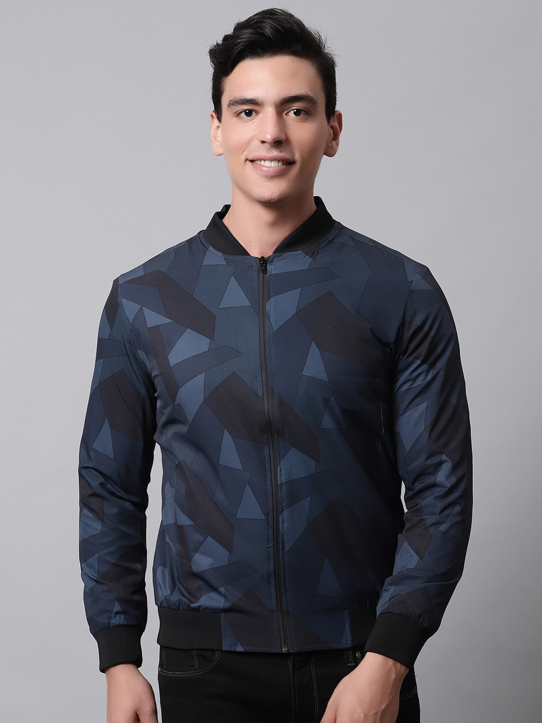 Buy HOUSE OF VEDAS Men Geometric Printed Lightweight Bomber Jacket ...