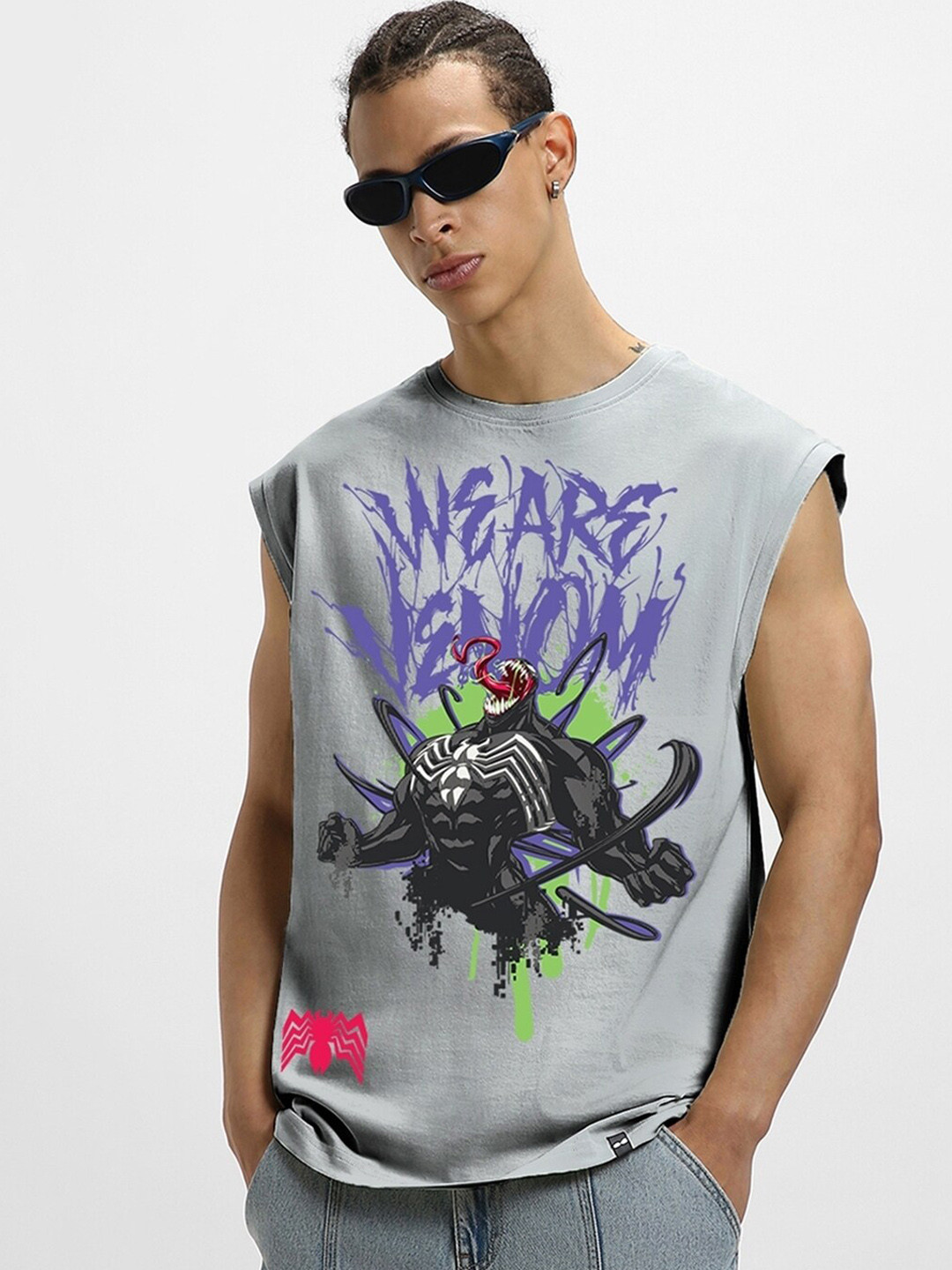 Buy Bewakoof Marvel Graphic Printed Cotton Oversized Vest - Innerwear ...