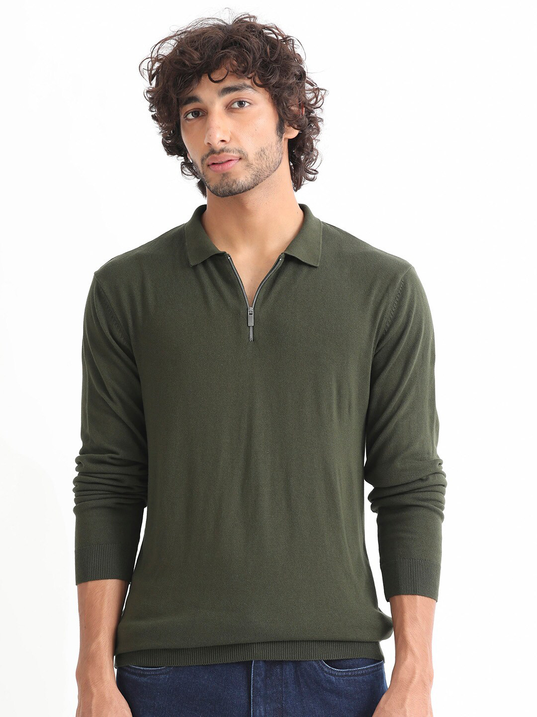 Buy RARE RABBIT Shirt Collar Half Zipper Pullover - Sweaters for Men ...