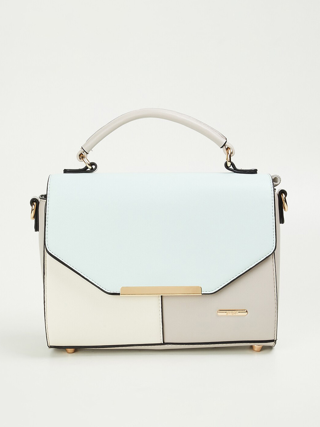 Buy Ginger By Lifestyle Colourblocked Structured Synthetic Satchel ...