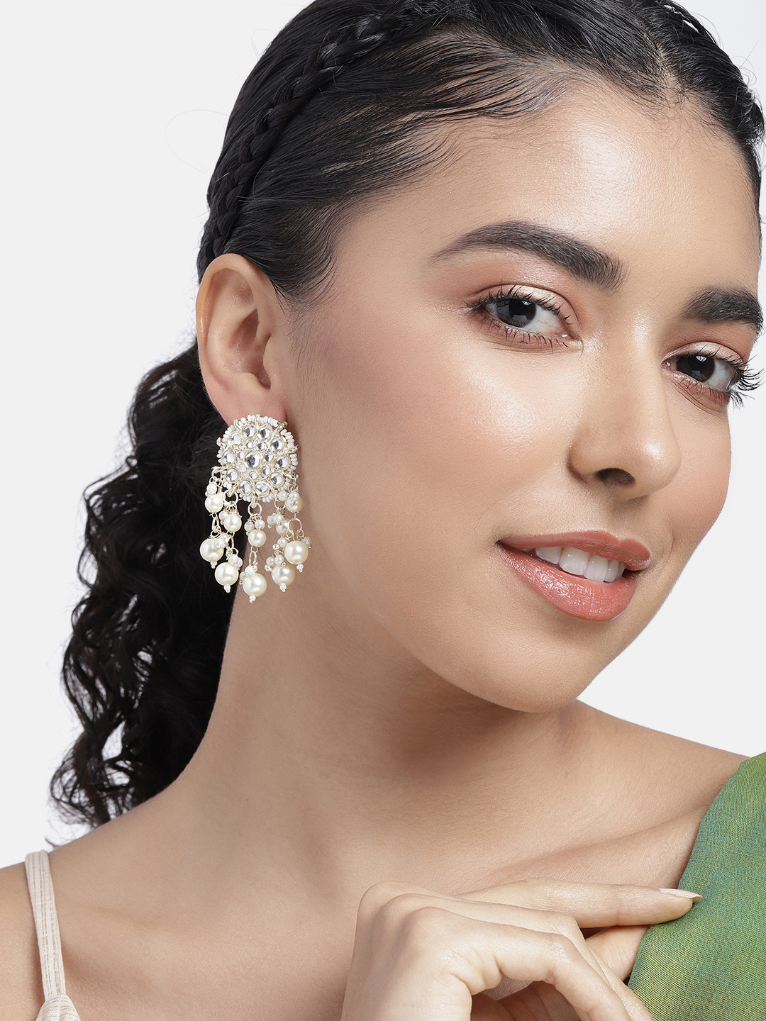 Buy Peora Gold Plated Kundan Contemporary Drop Earrings - Earrings for ...