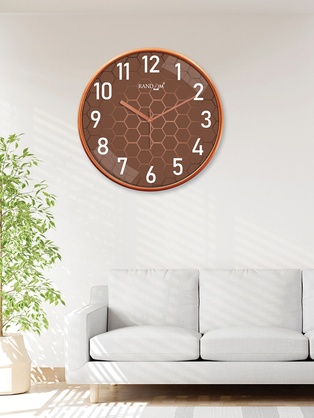 Buy RANDOM Copper Toned & White Printed Analogue Contemporary Wall ...