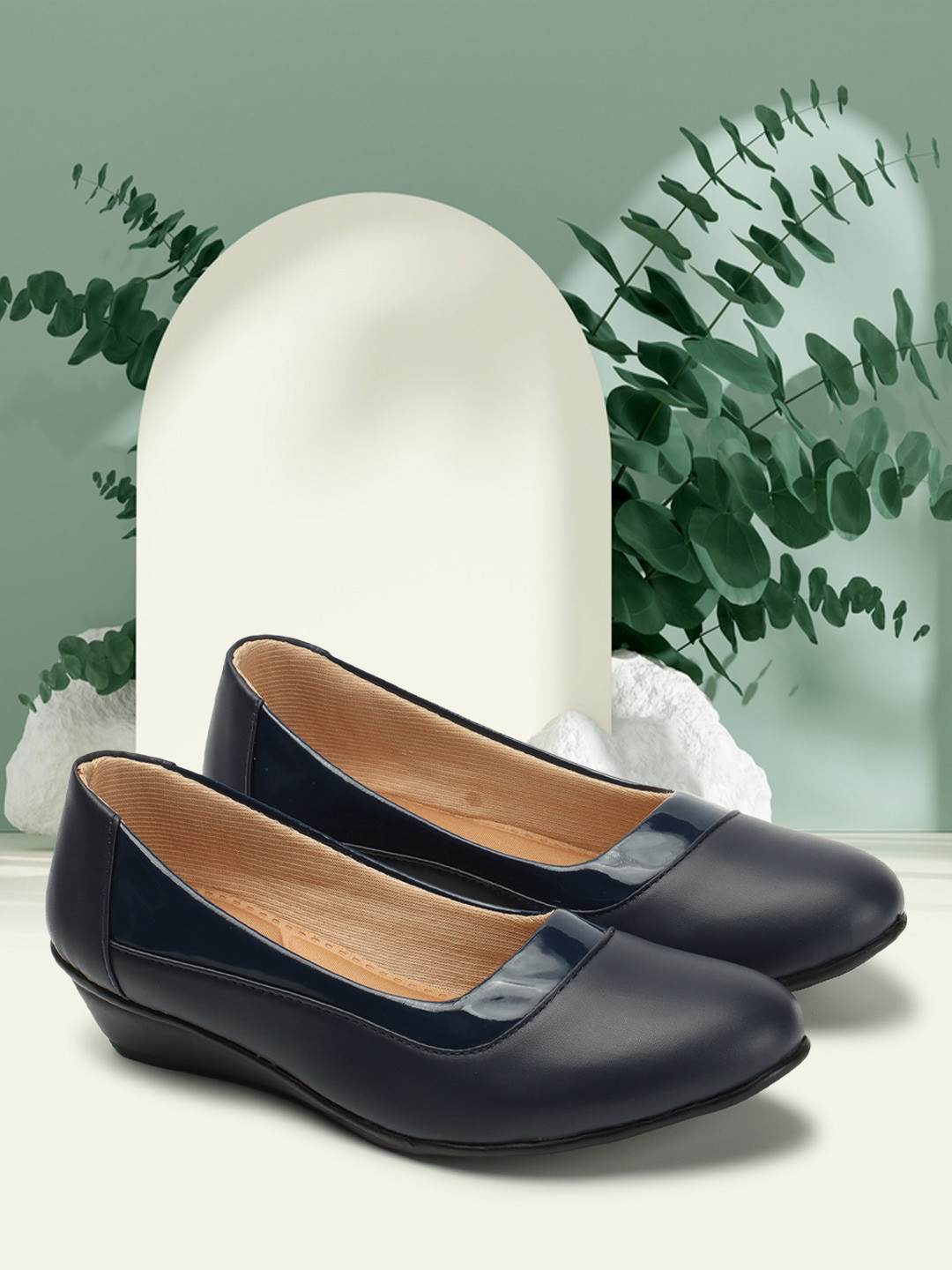 Buy Colo Textured Round Toe Wedges Pumps - Ballerinas for Women ...