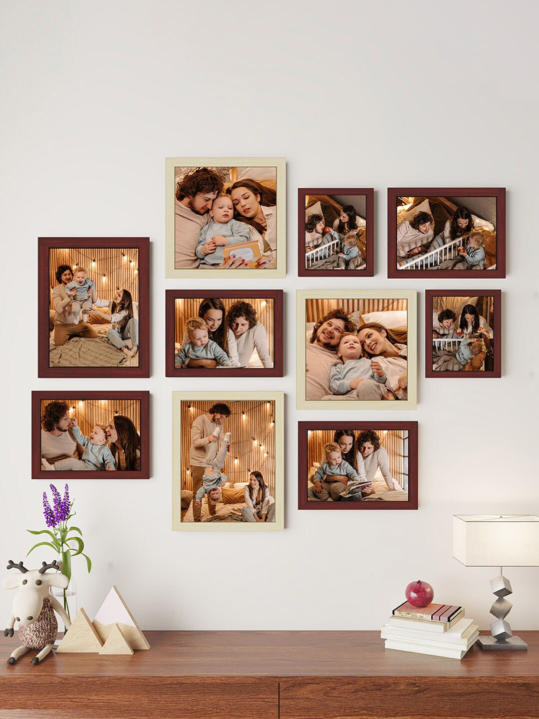 Buy Art Street 10 Pcs Brown & Beige Wall Photo Frames - Photo Frames ...