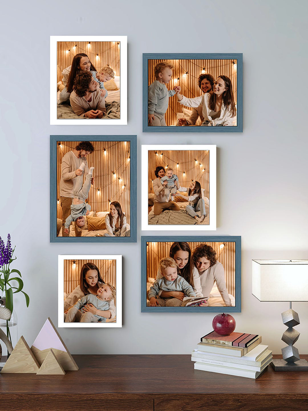 Buy Art Street 6 Pcs White & Teal Blue Wall Photo Frames - Photo Frames ...