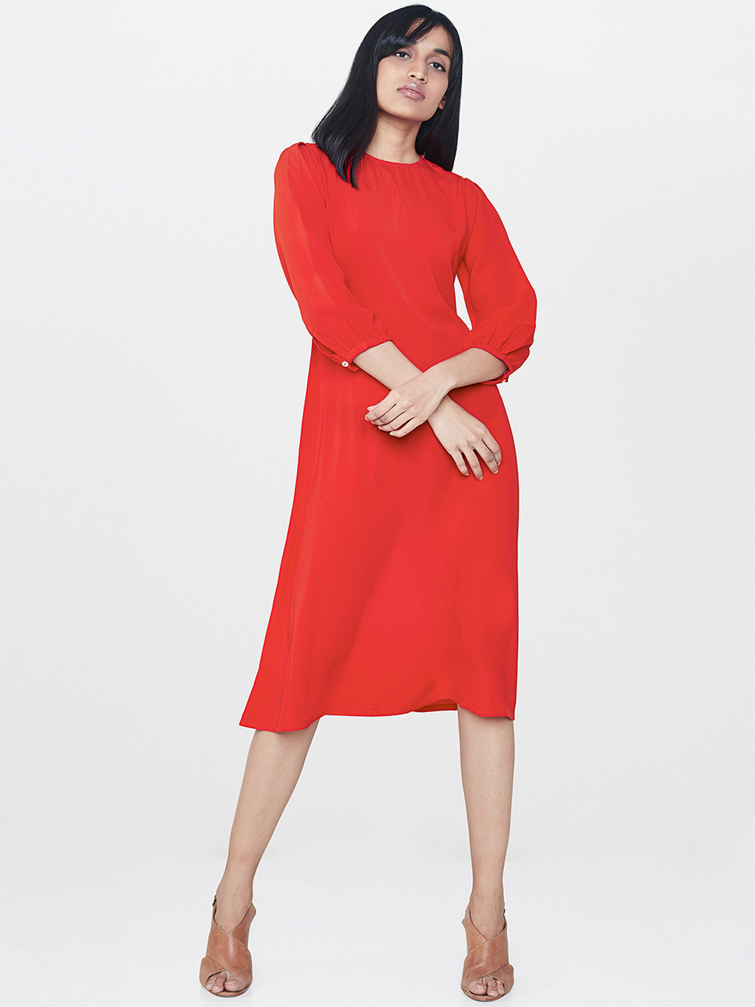 Buy AND Women Red Solid A Line Dress - Dresses for Women 2461172 | Myntra