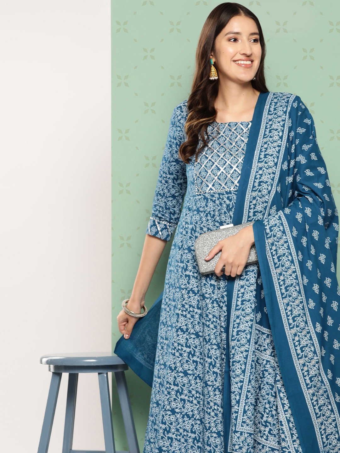Buy Kalini Women Ethnic Motifs Printed Empire Gotta Patti Kurta With