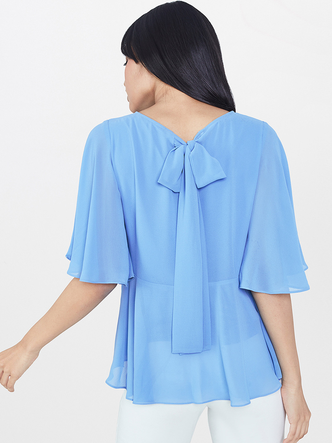 Buy AND Women Blue Solid Styled Back Top - Tops for Women 2461210 | Myntra