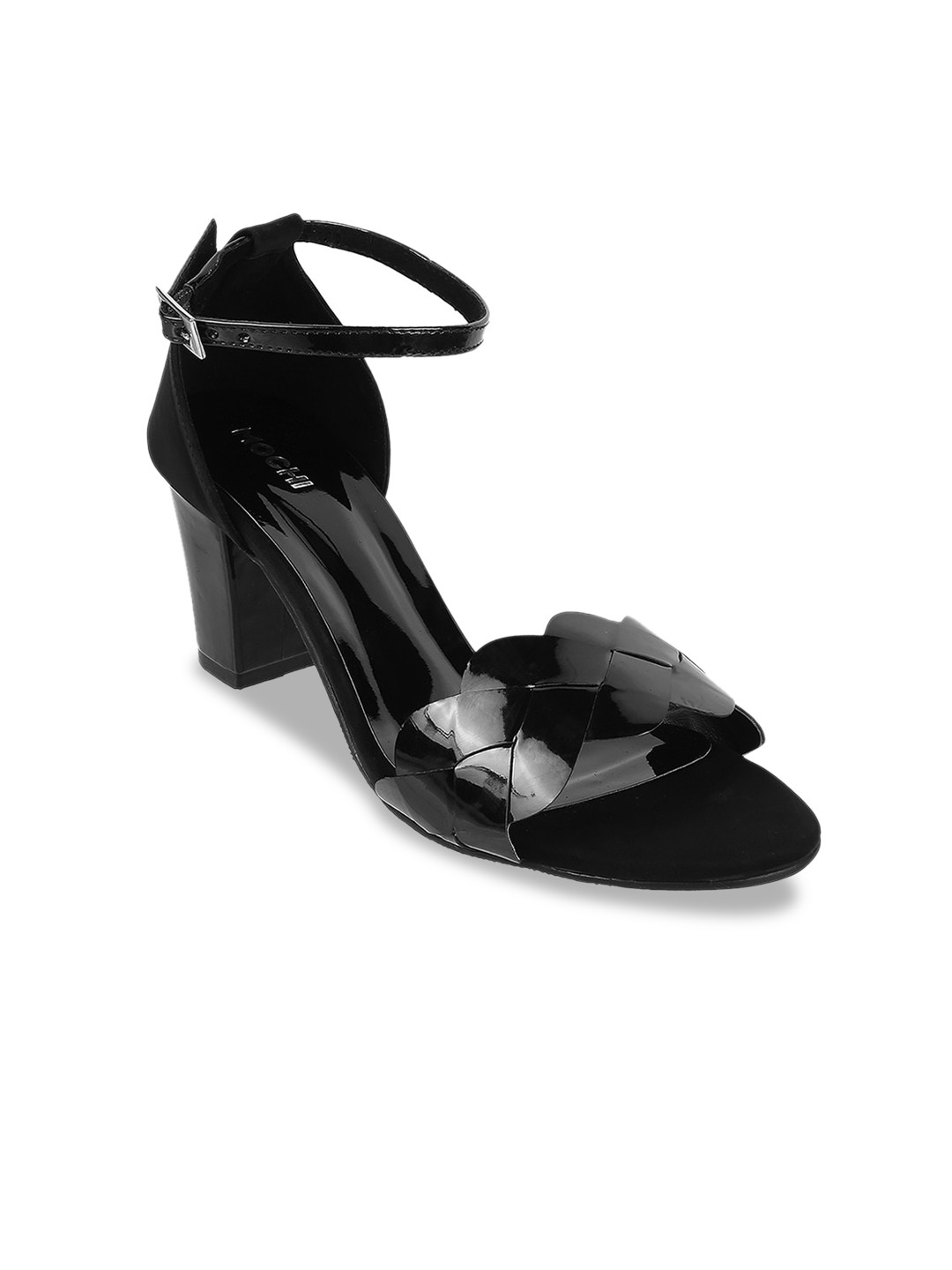 Buy Mochi Textured Open Toe Block Heels With Ankle Loop Heels For Women 24615750 Myntra