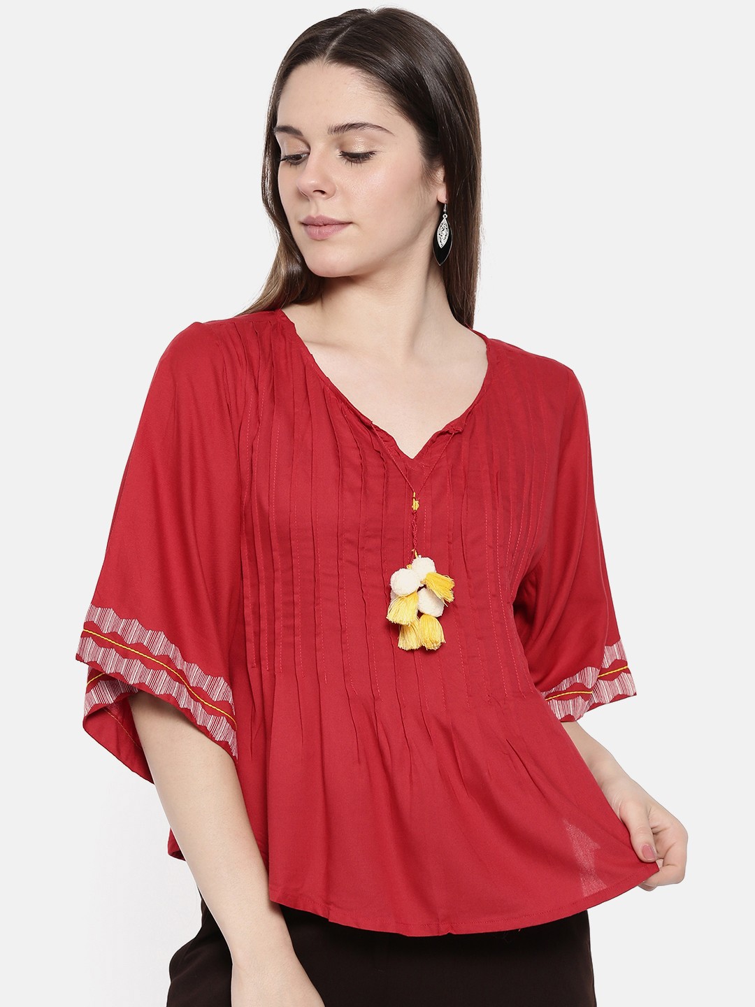 Buy Global Desi Women Red Solid Top Tops For Women 2461699 Myntra