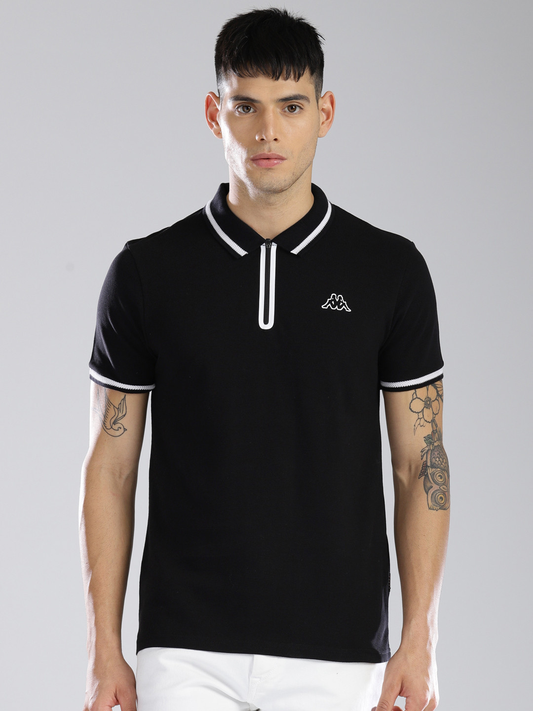 Buy Kappa Men Black Solid Polo Collar T Shirt - Tshirts for Men 2461917 ...