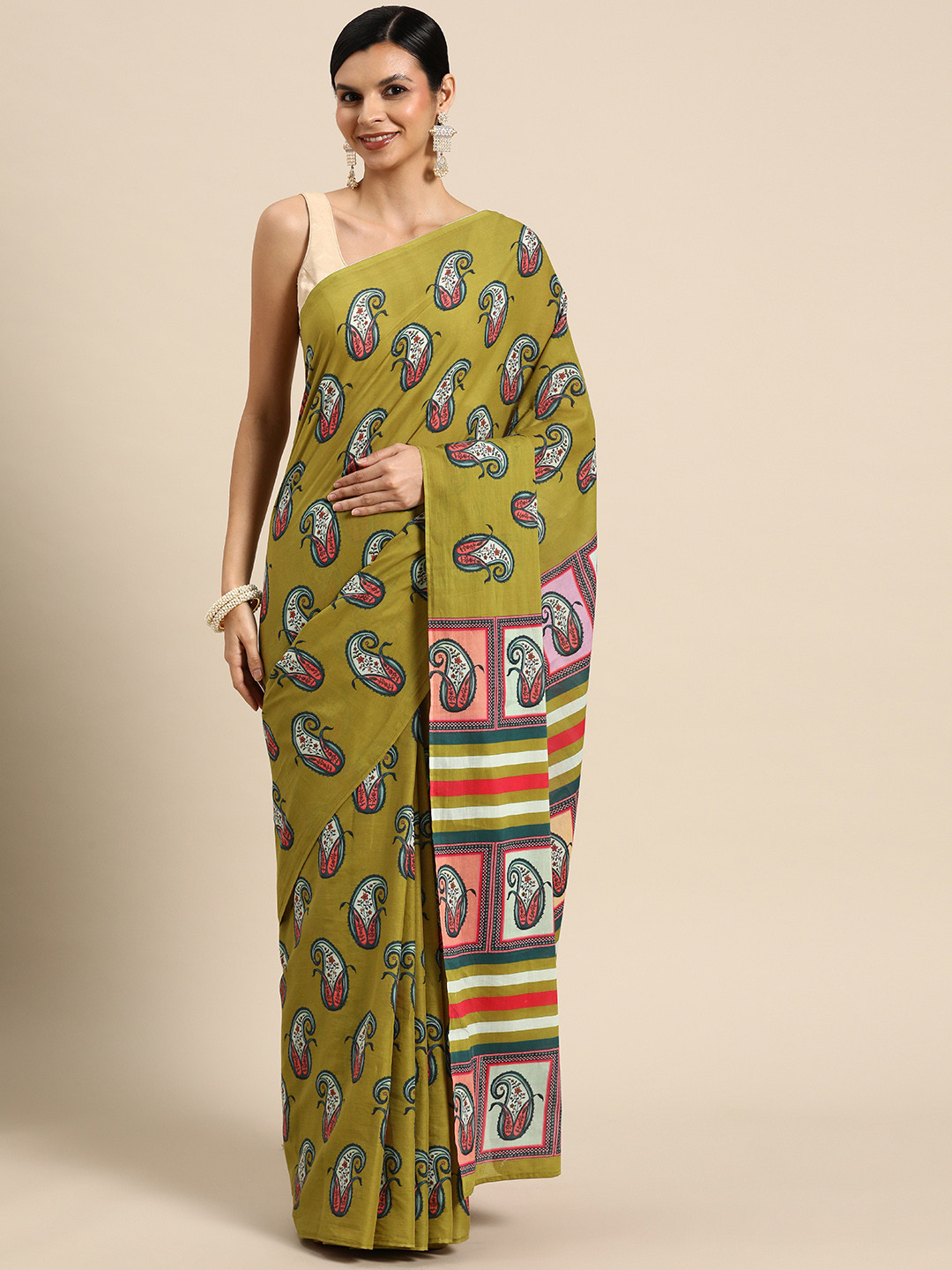 Buy BUTA BUTI Paisley Printed Pure Cotton Saree - Sarees for Women ...