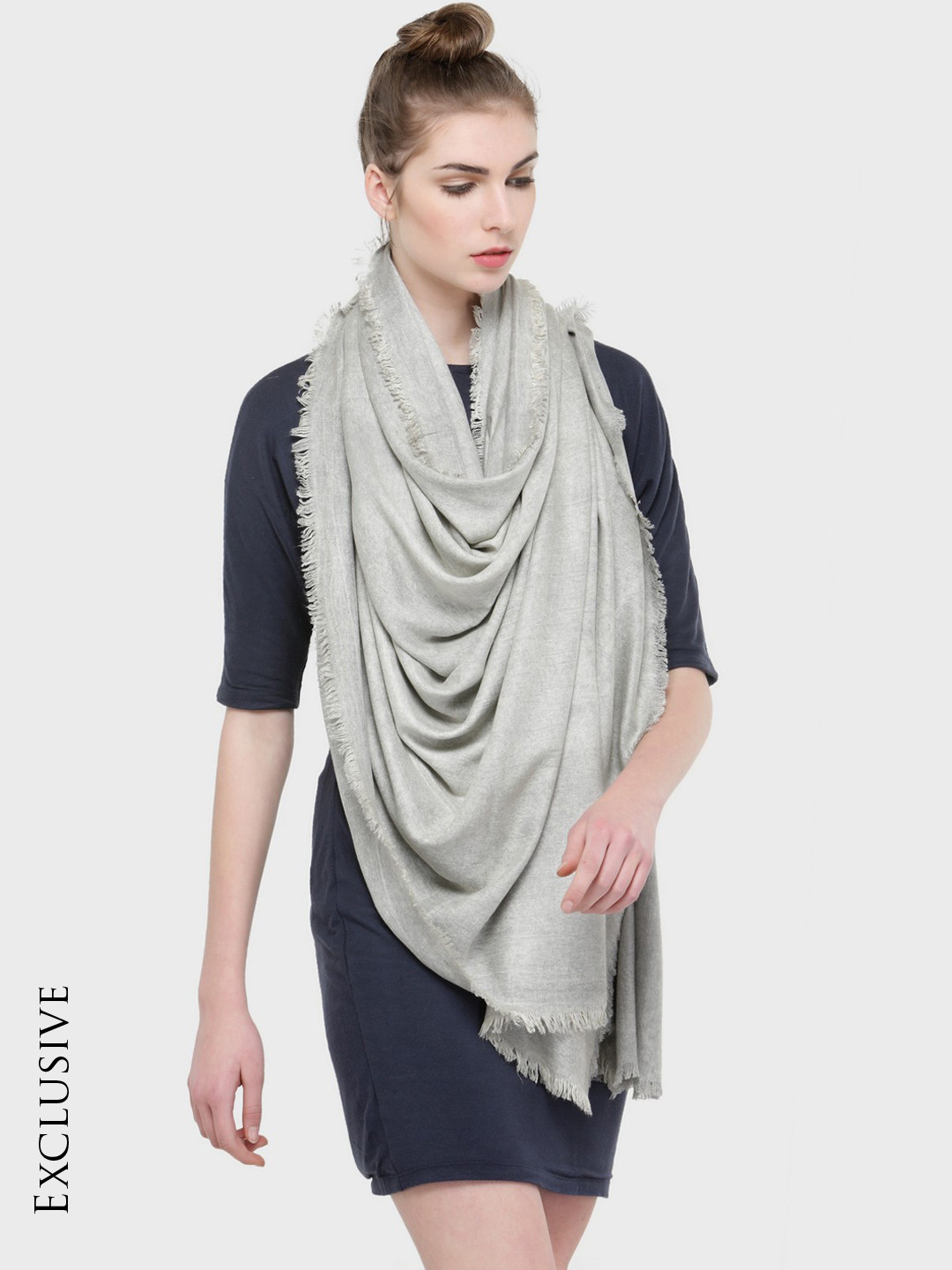 Buy J Style Women Grey Solid Stole - Stoles for Women 2462655 | Myntra