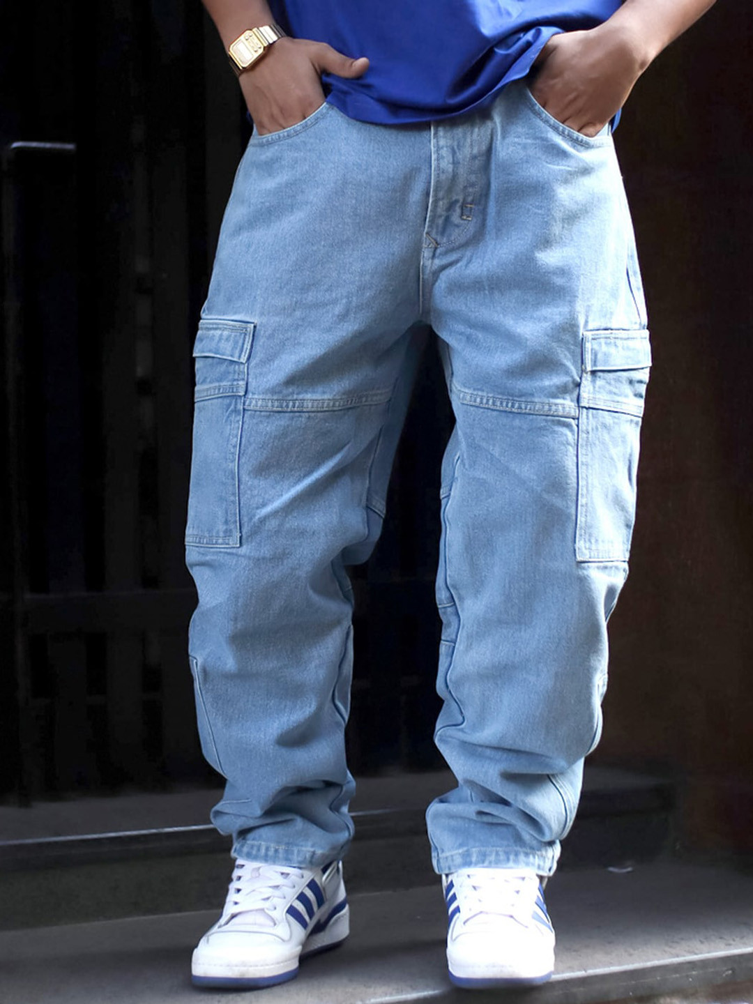 Buy Powerlook Men Boyfriend Fit Mid Rise Cargo Jeans - Jeans for Men ...