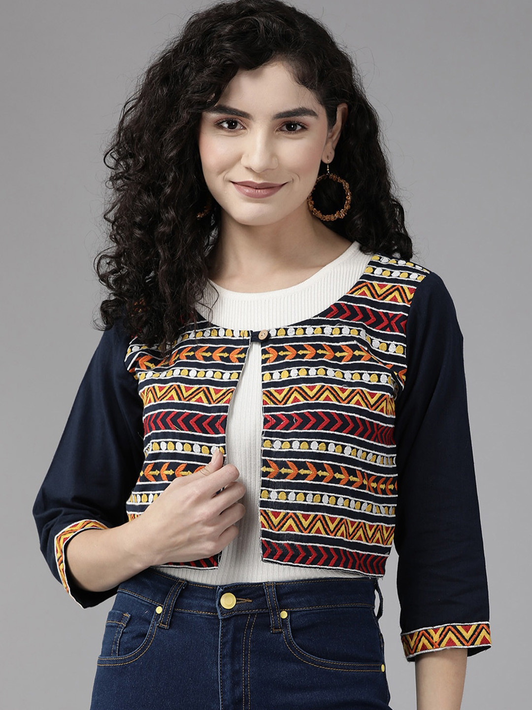 Buy BAESD Geometric Embroidered Crop Shrug - Shrug for Women 24638538 ...