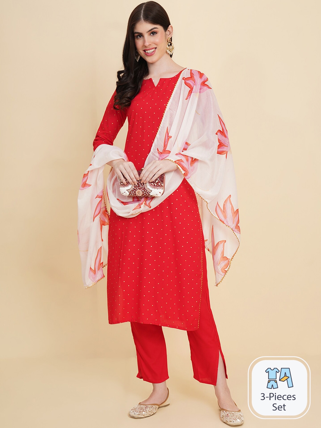 Buy Royal Export Polka Dots Printed Gotta Patti Kurta With Palazzos