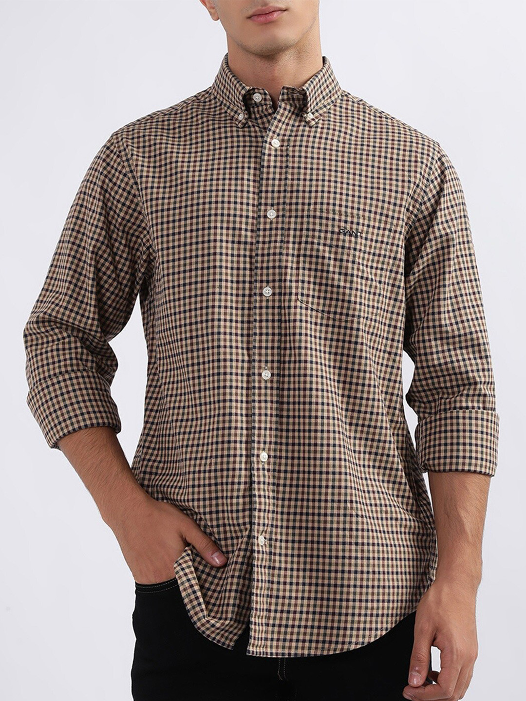 Buy GANT Gingham Checks Opaque Checked Cotton Casual Shirt - Shirts for ...