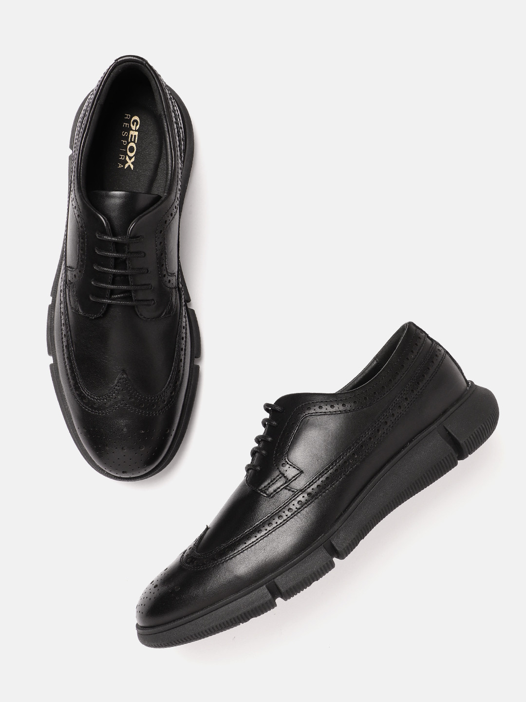 Buy Geox Men U Adacter F Perforated Leather Formal Brogues - Formal ...