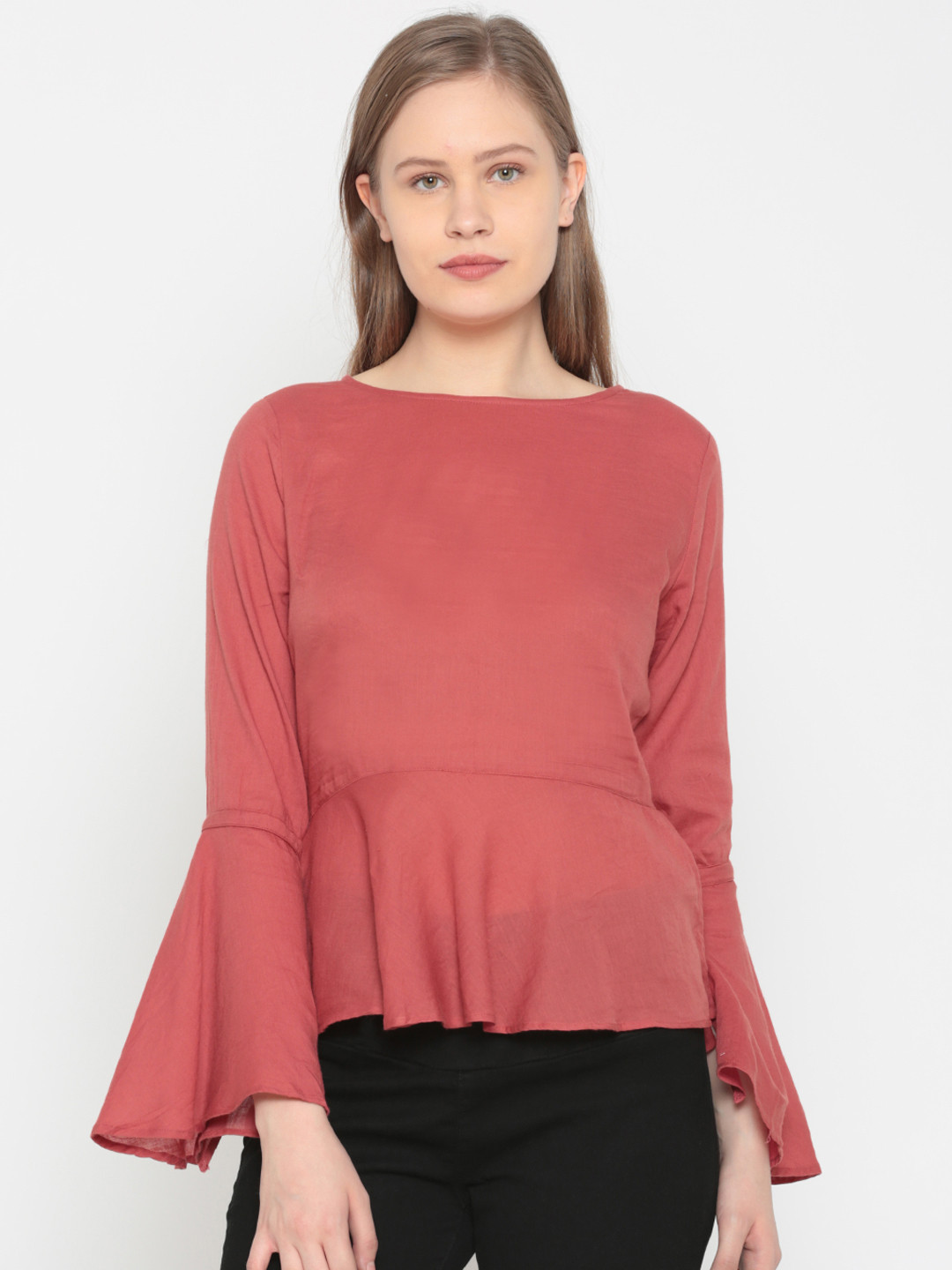 Buy People Women Rust Red Solid Pure Cotton Top - Tops for Women ...