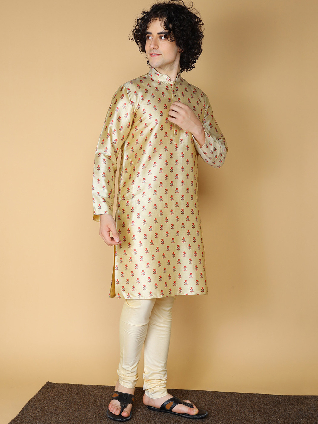 Buy Sultan The King Of Kurta Floral Woven Design Regular Kurta With ...