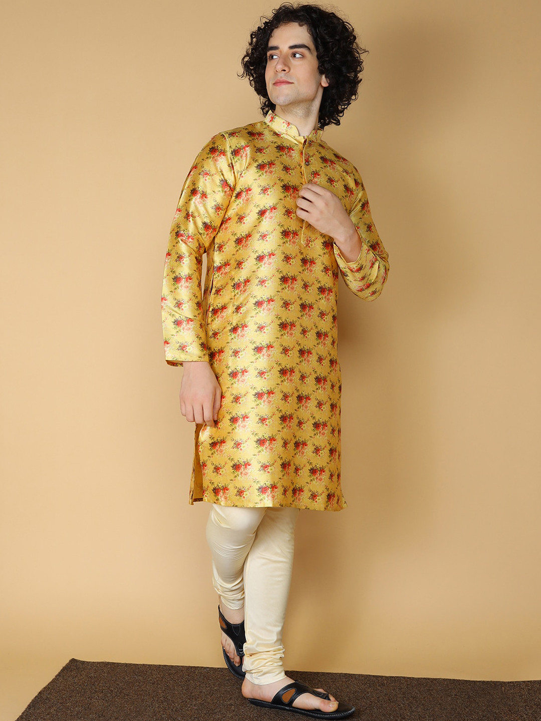 Buy Sultan The King Of Kurta Floral Woven Design Regular Kurta With ...