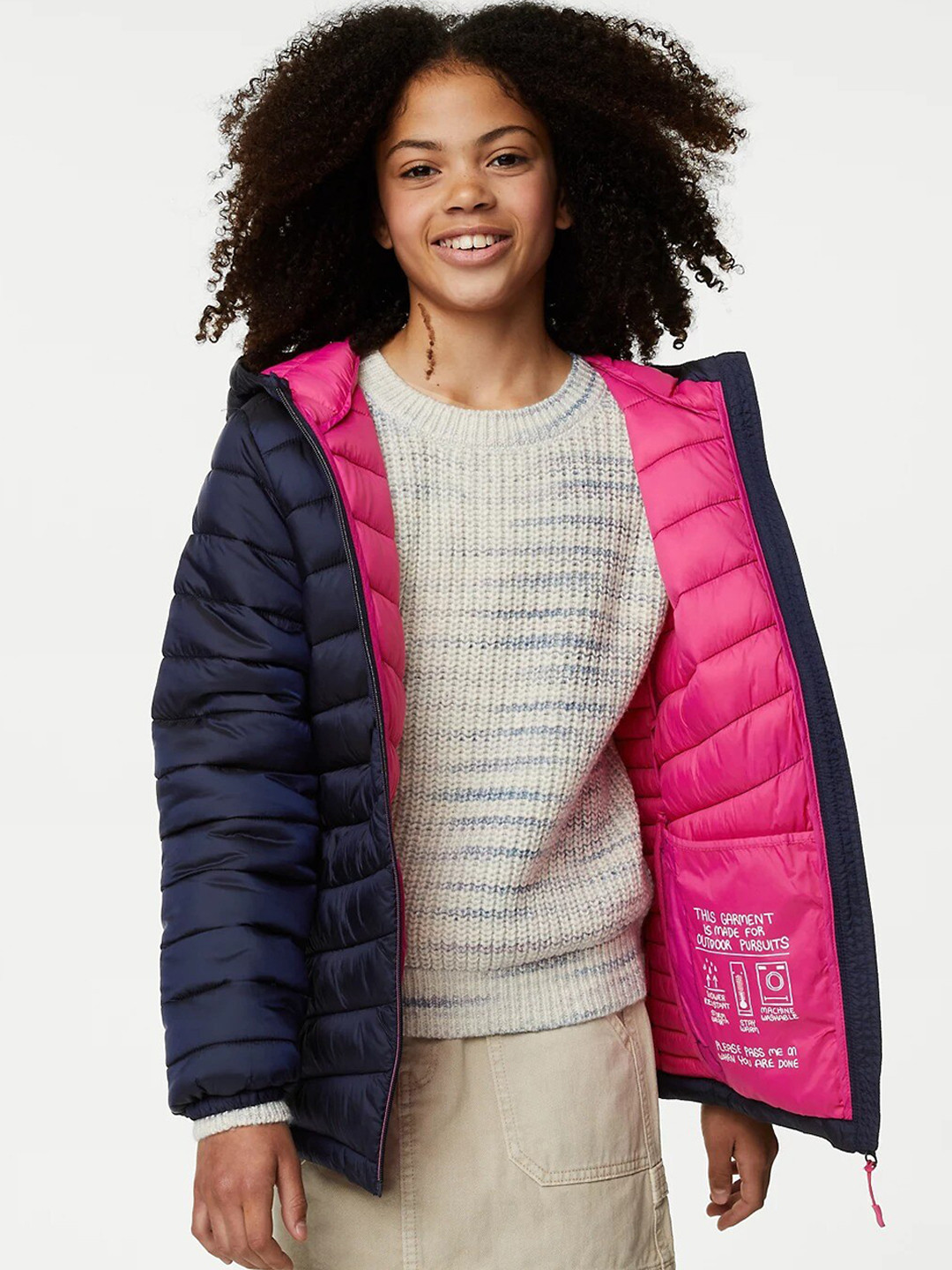 Buy Marks & Spencer Girls Hooded Lightweight Longline Puffer Jacket ...