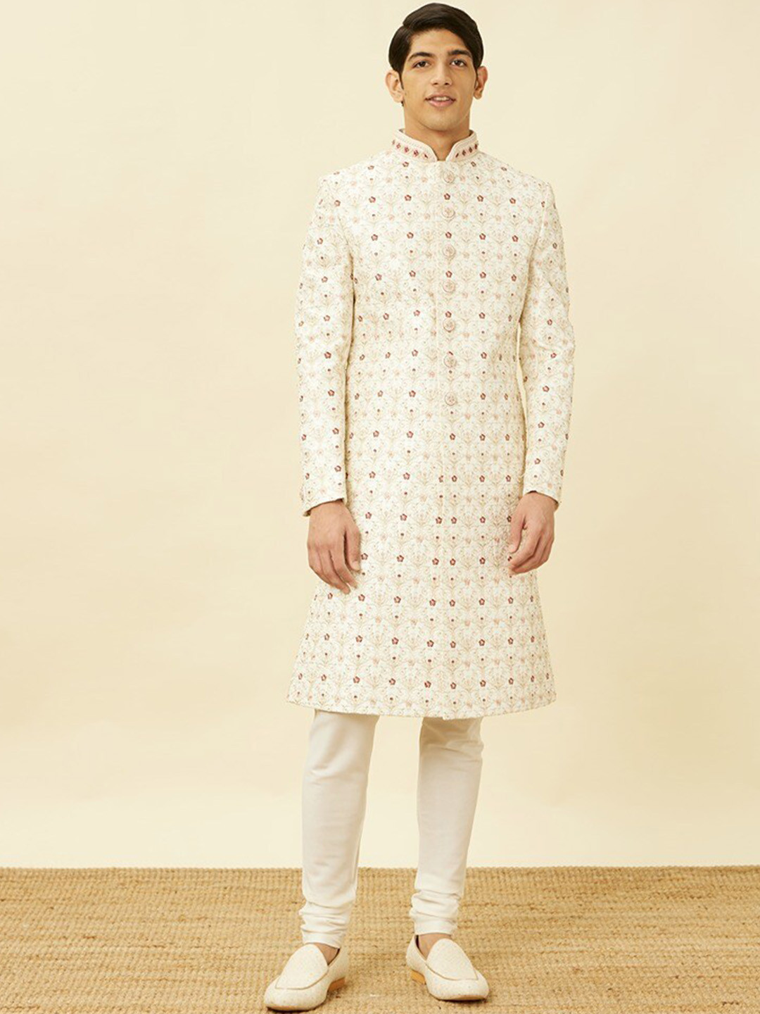 Buy Manyavar Ethnic Motif Embroidered Sherwani With Churidar - Sherwani ...