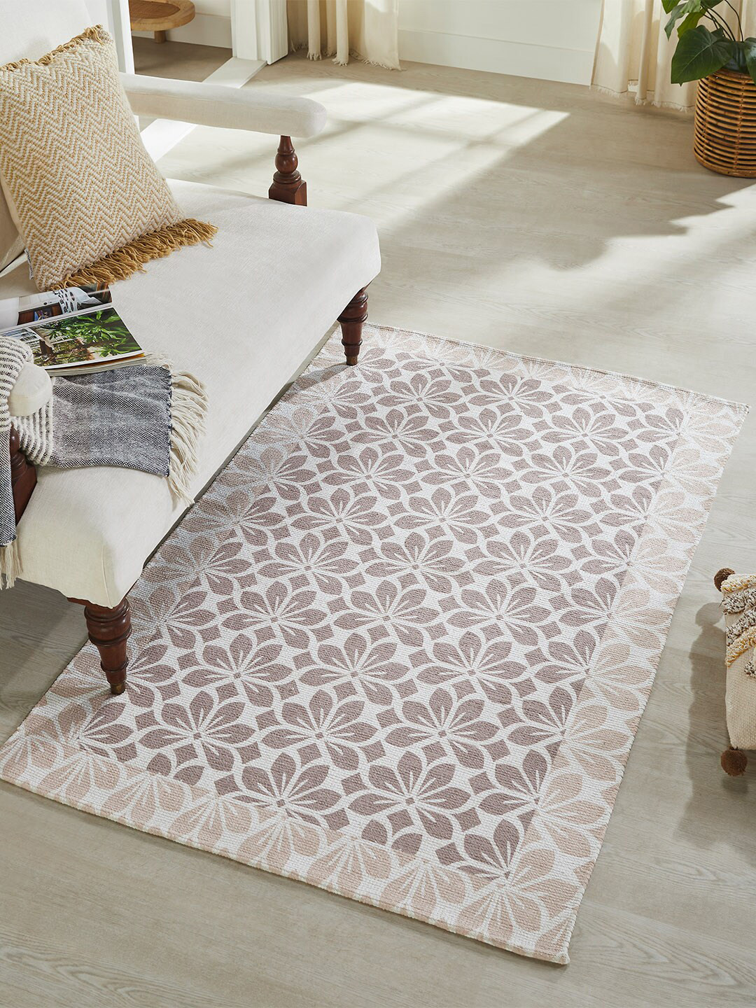 Buy Mona B Grey Printed Vintage Carpet Rug - Floor Mats & Dhurries for ...