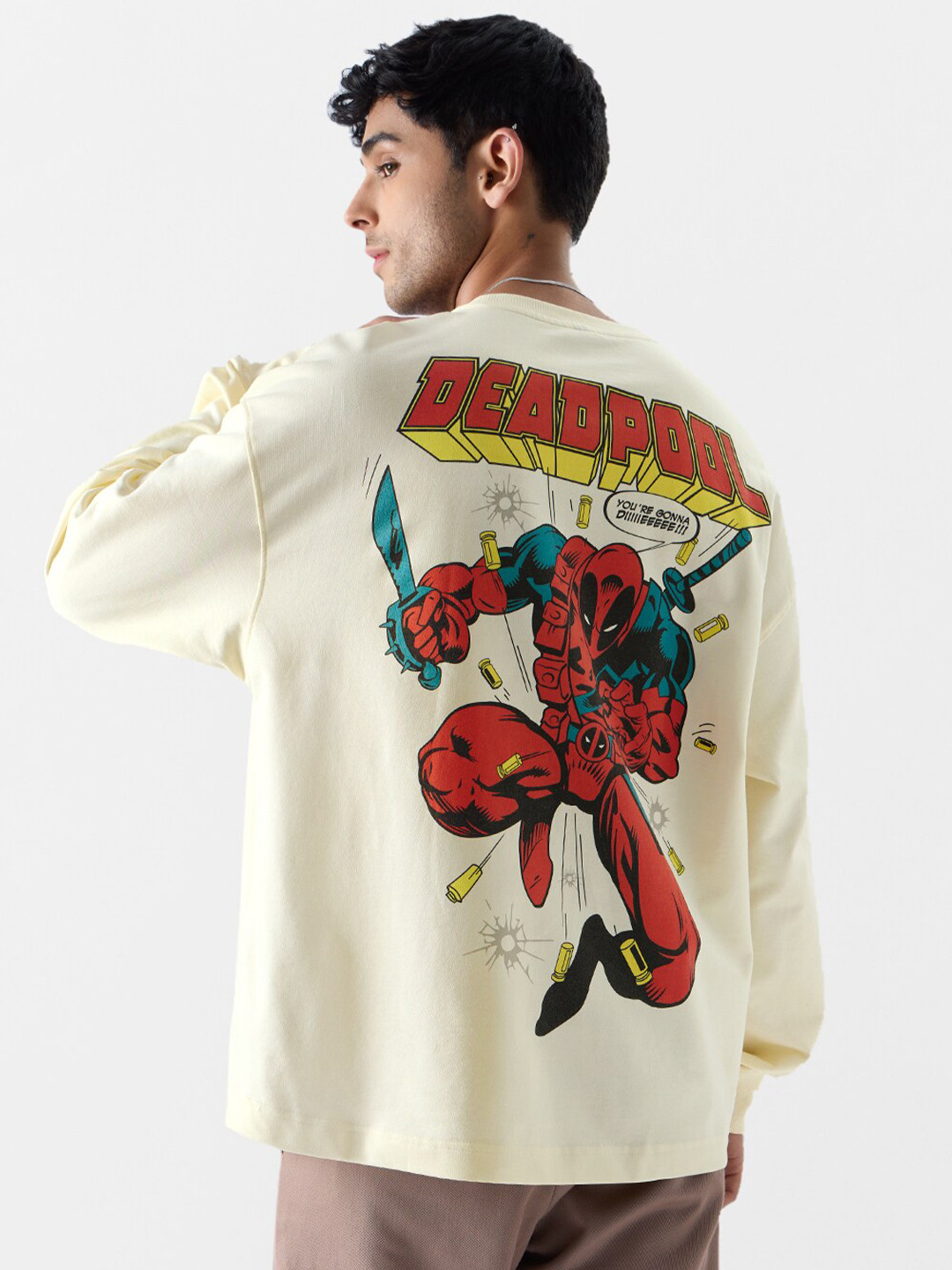 Buy The Souled Store Deadpool Printed Pure Cotton Oversized T Shirt ...