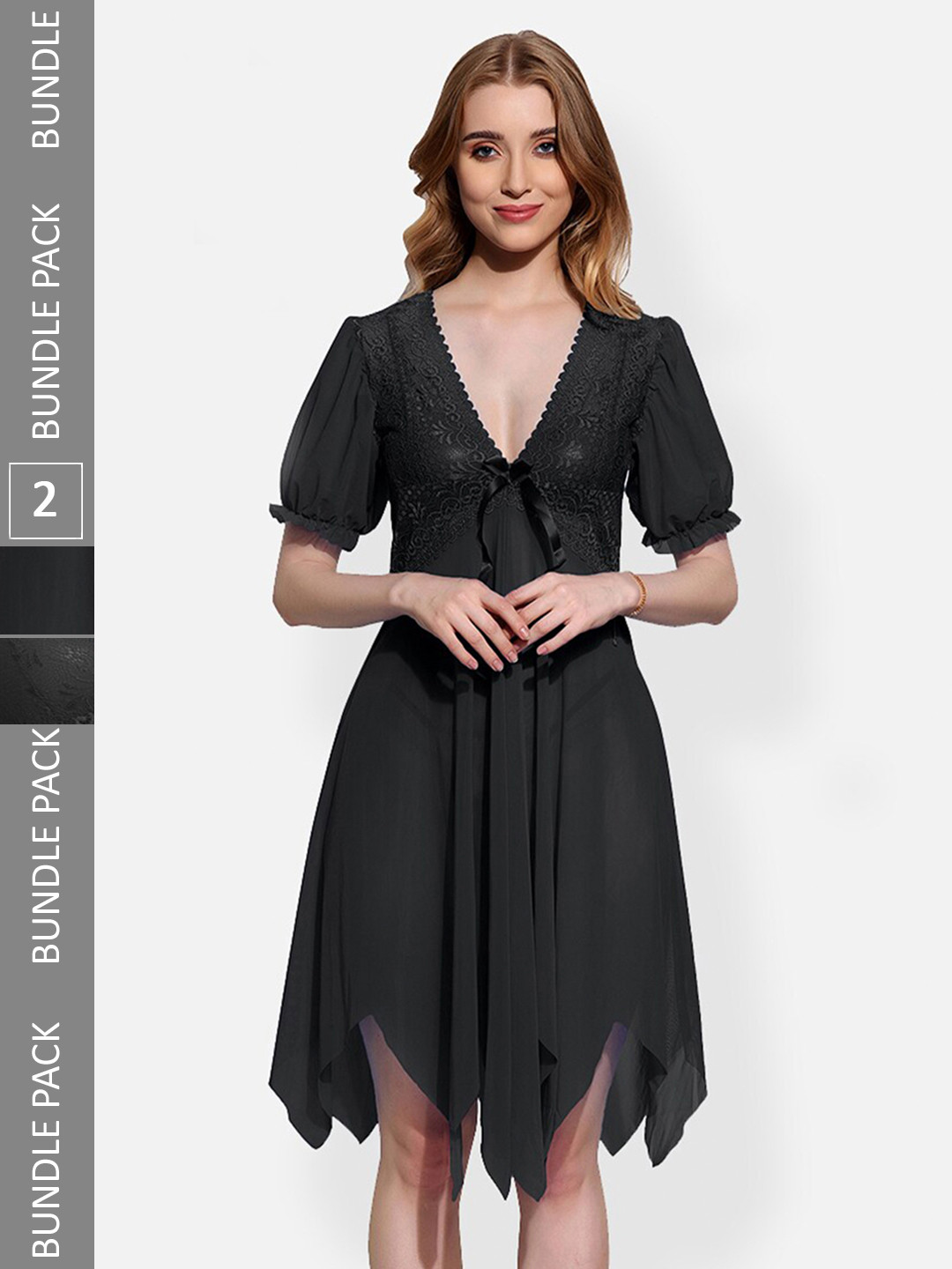 Buy FIMS Pack Of 2 Self Design Baby Dolls - Baby Dolls for Women ...