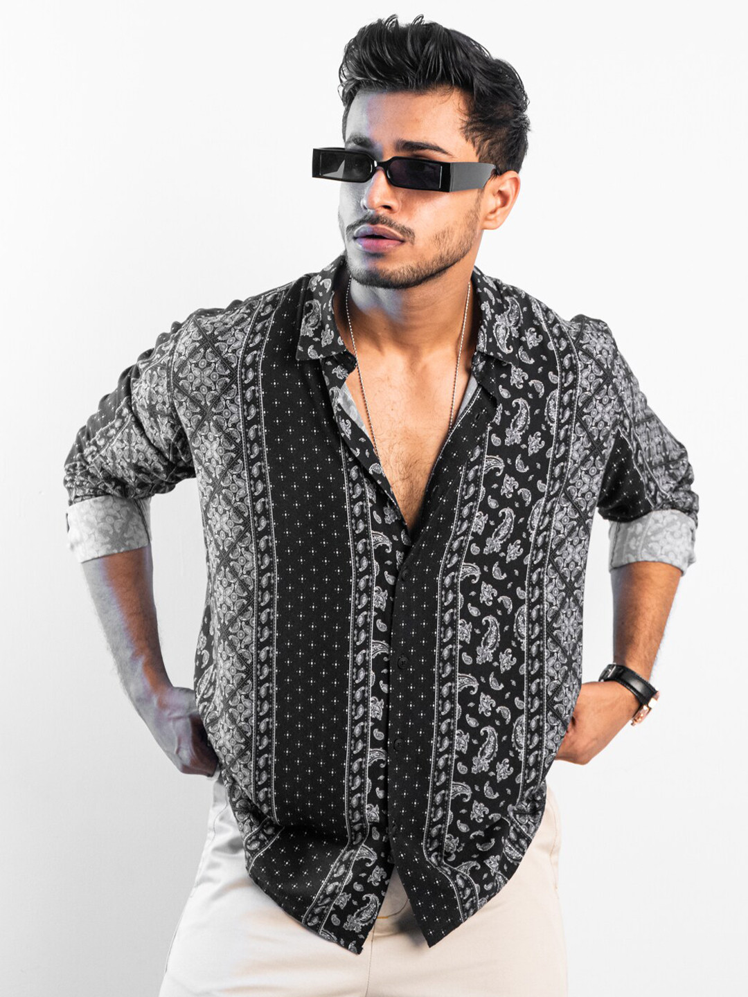 Buy Powerlook Oversized Ethnic Motifs Printed Casual Shirt - Shirts for ...