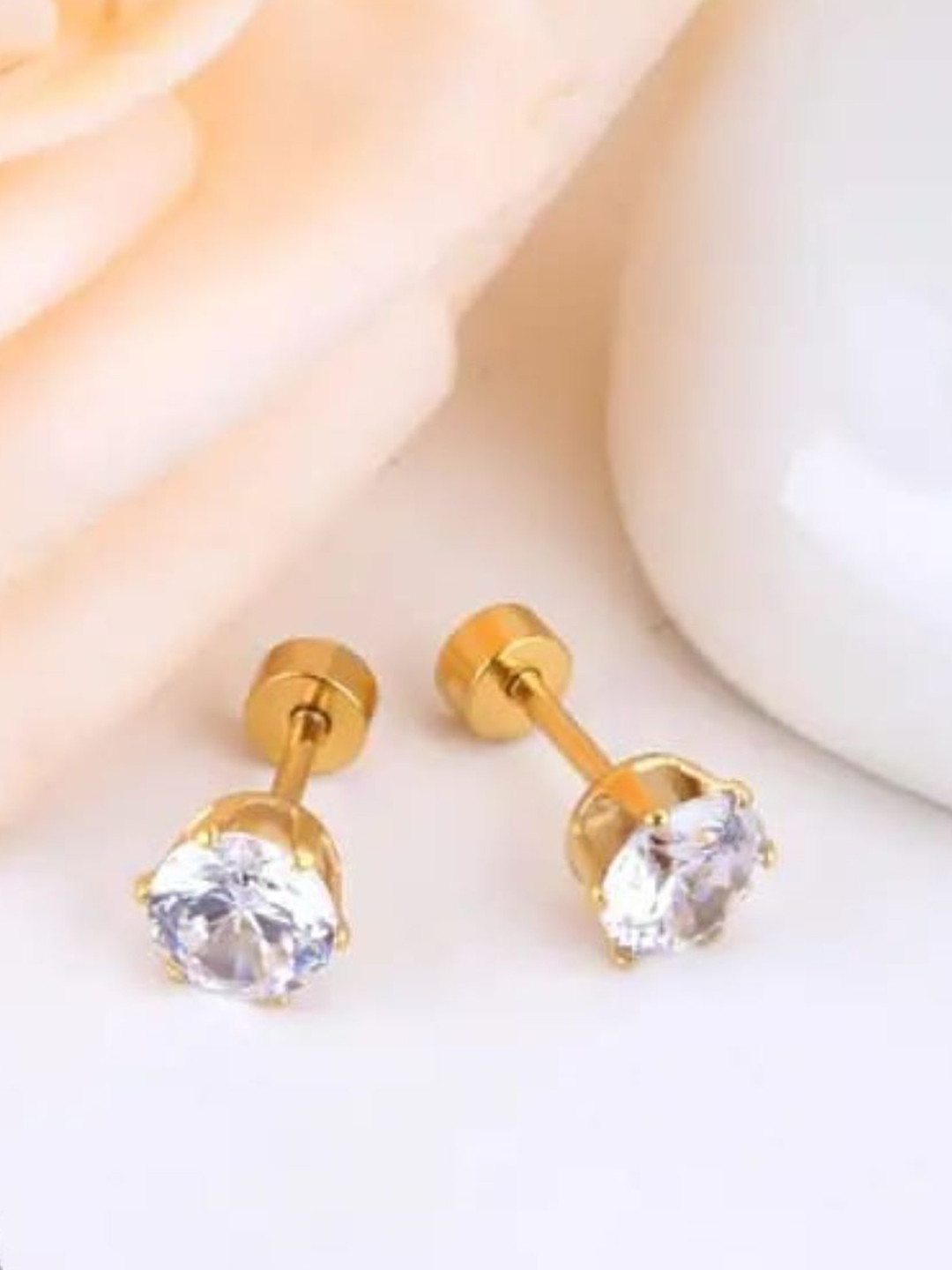 Buy KRYSTALZ Set Of 2 Piece Gold Plated Zircon Circular Studs ...