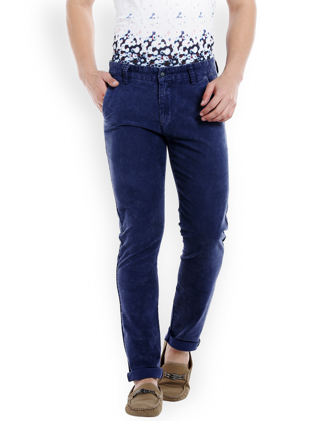 Buy Rex Straut Jeans Men Blue Slim Fit Solid Regular Trousers ...