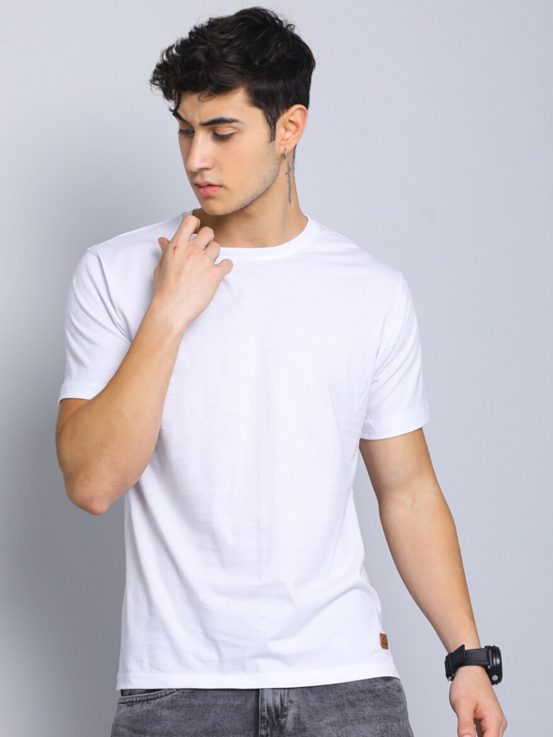 Buy PAUL STREET Round Neck Bio Finish Pure Cotton Slim Fit T Shirt ...