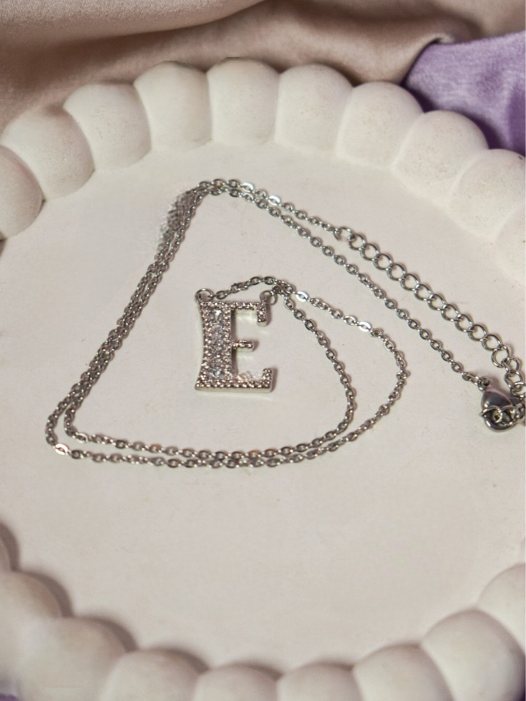Buy SALTY Silver Plated E Alphabet Letter Necklace - Necklace And ...