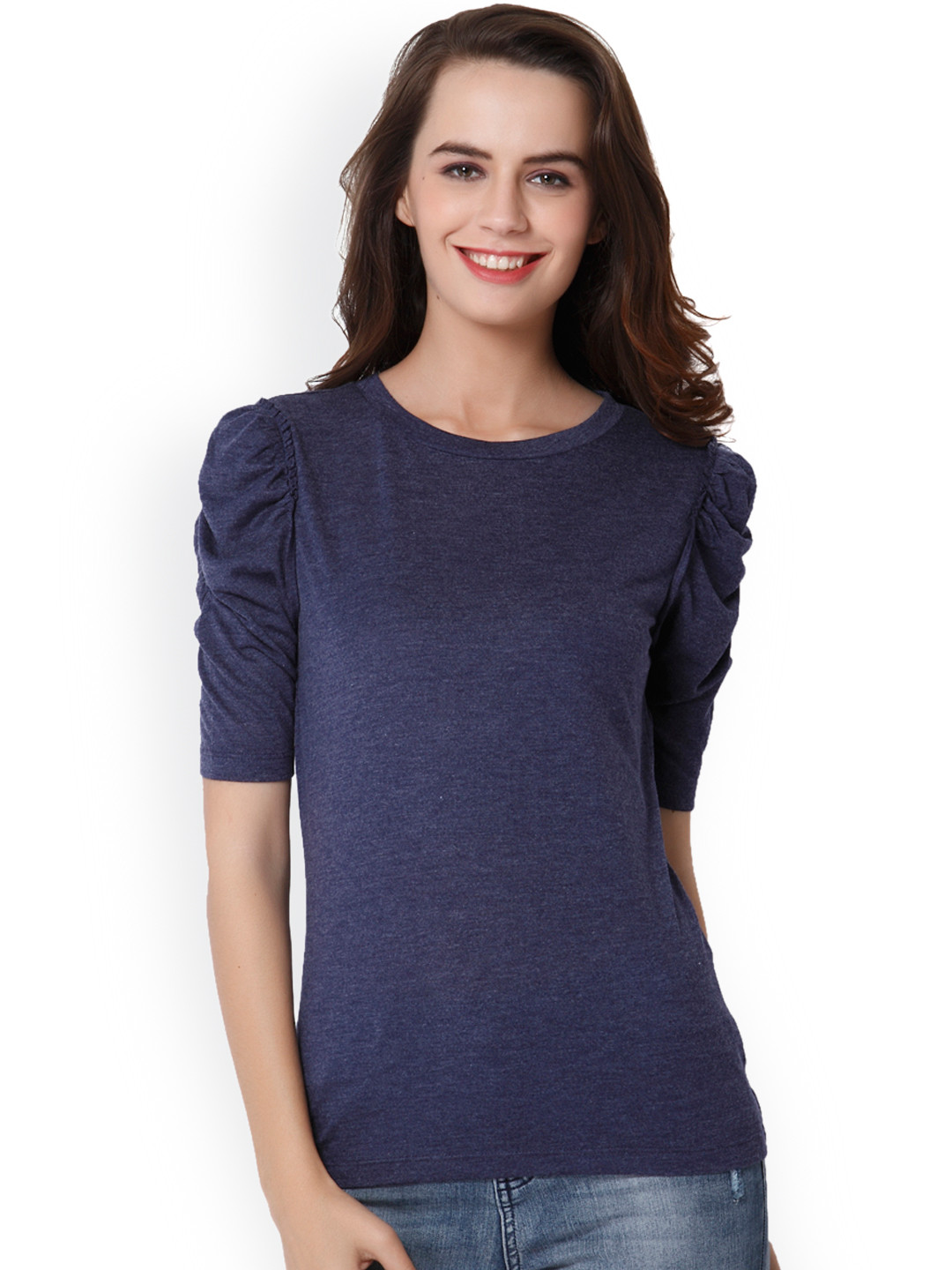 Buy ONLY Women Blue Solid Top - Tops for Women 2468896 | Myntra