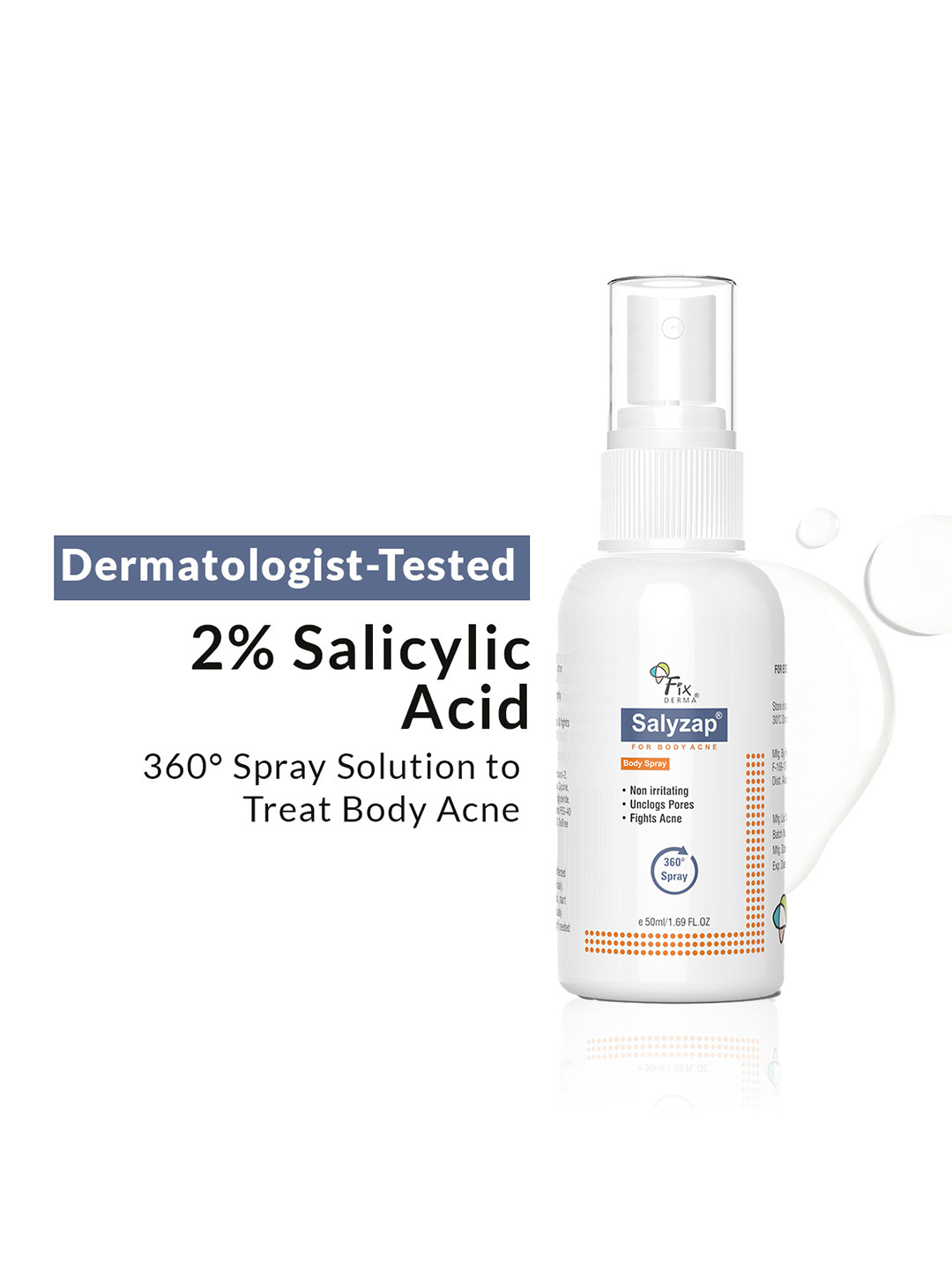 Buy FIXDERMA Salyzap Body Acne Spray 50ml - Body Mist And Spray for ...
