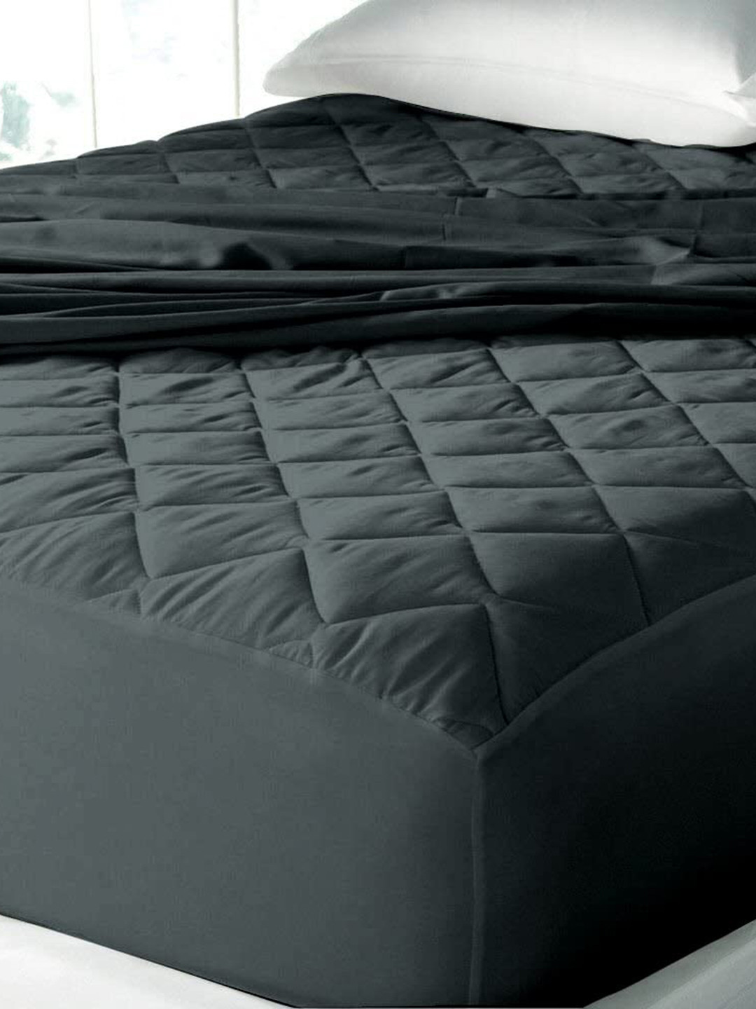 Buy Adbeni Grey Quilted 300 GSM Cotton Waterproof Mattress Protector ...