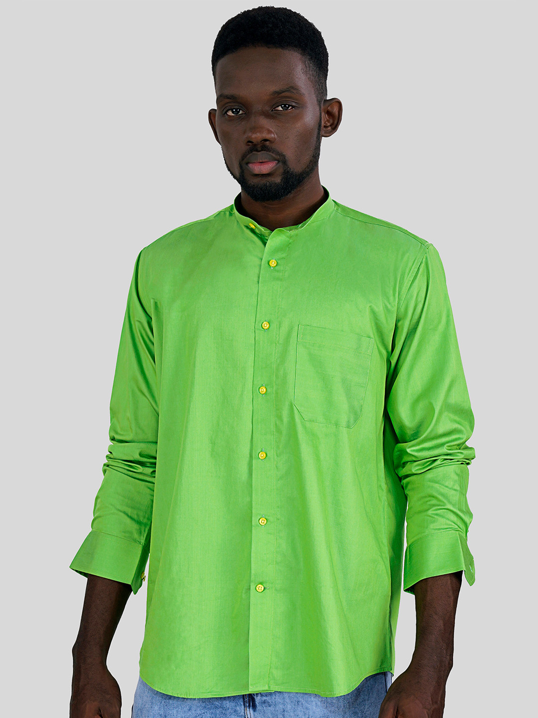 Buy FRENCH CROWN Standard Mandarin Collar Cotton Casual Shirt - Shirts ...