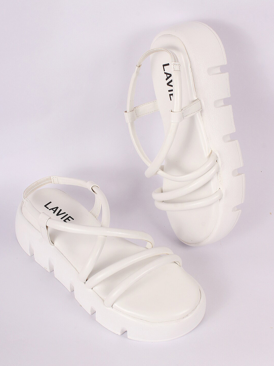 Buy Lavie White Flatform Sandals - Heels for Women 24695720 | Myntra