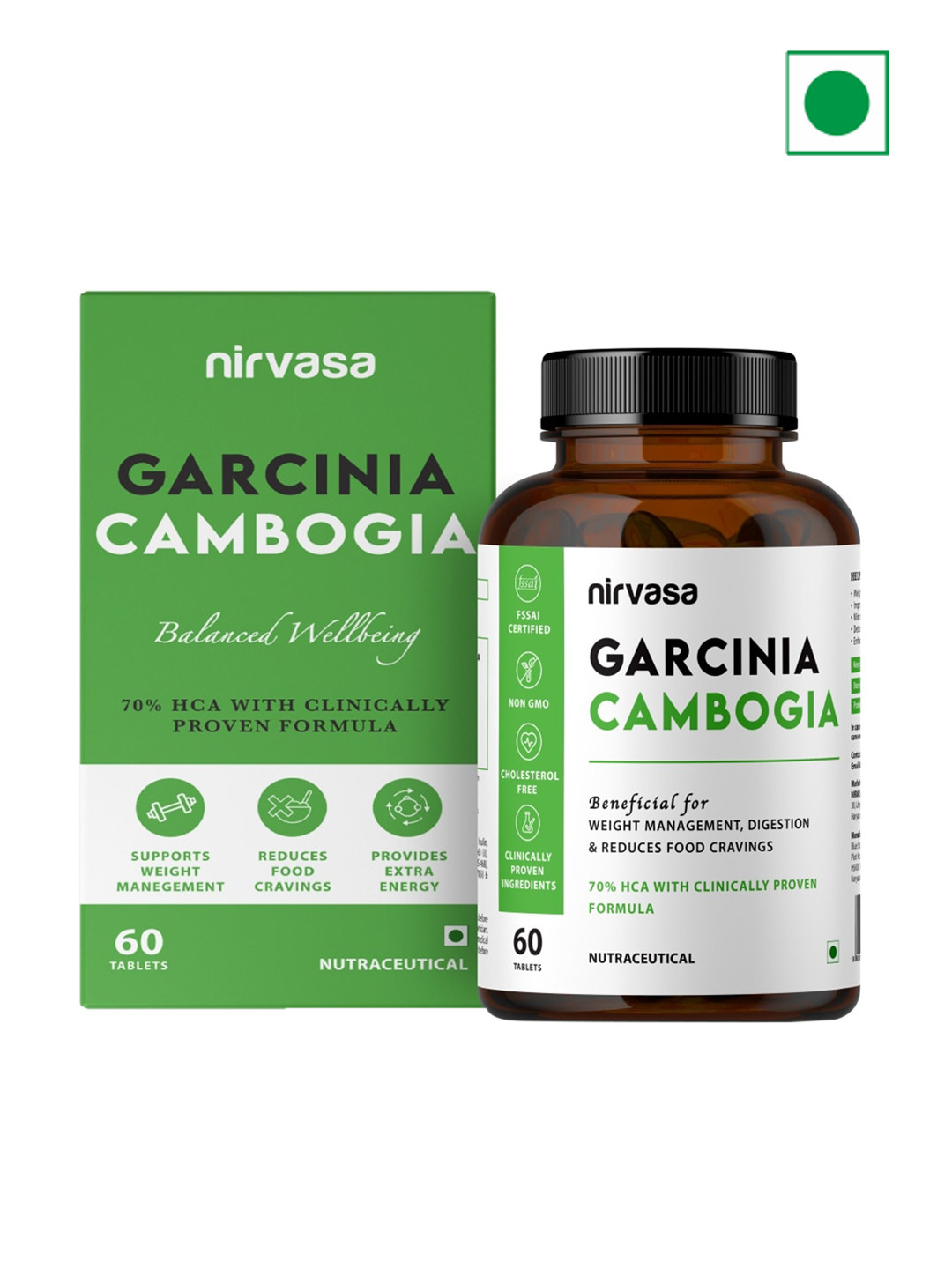 Buy Nirvasa Garcinia Cambogia Tablets With Green Tea 60 Tabs - Weight ...