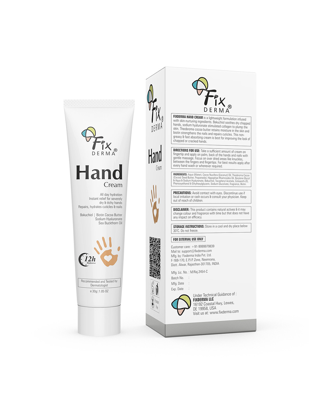 Buy FIXDERMA Hand Cream For Dry & Rough Hands - Hand Cream for Unisex ...