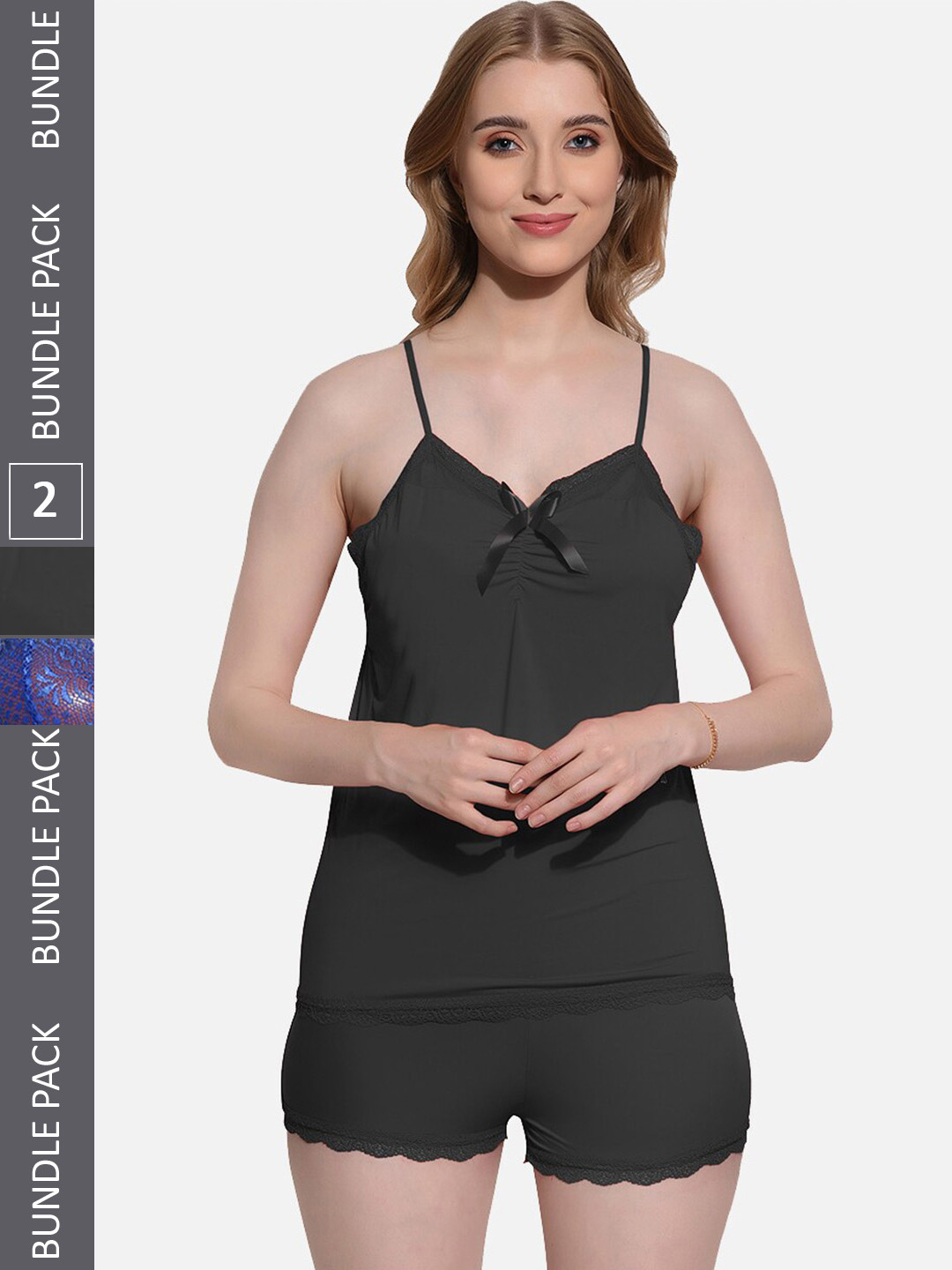 Buy FIMS Pack Of 2 Lace Self Design Baby Dolls - Baby Dolls for Women ...